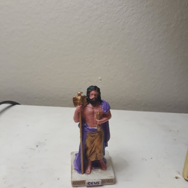 Vintage Zeus Mini Statue - Small Hand-painted Ancient Greek God Zeus ...