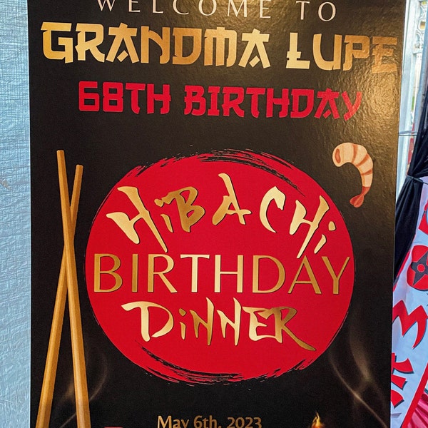 Hibachi Welcome Sign, Hibachi Birthday, Japanese Restaurant Party ...