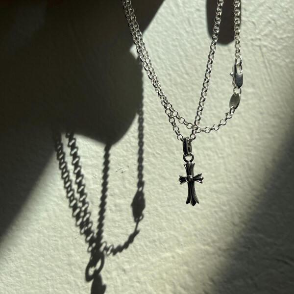 CH Gothic Style Y2K Punk Cross Charm Bracelet Chrome Silver 8.25 in for ...