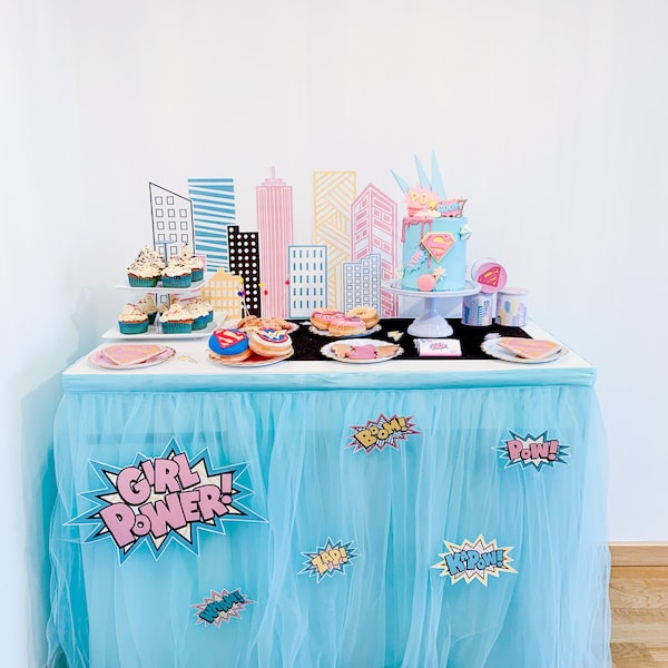 SUPER HERO GIRL Party Pack, Printable Party Decor, Superhero Birthday ...