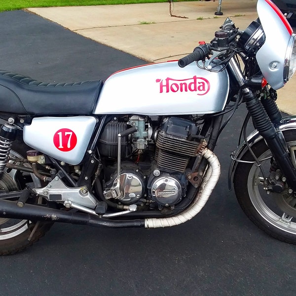 Vintage Cafe Racer Custom Made Tank Numbers Motorcycle Stickers Rat ...