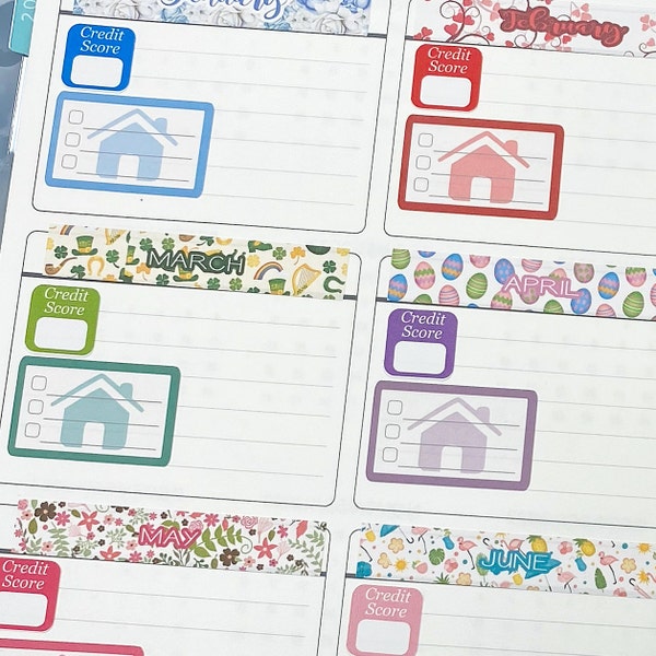 1744~~credit Score Trackers Planner Stickers. - Etsy