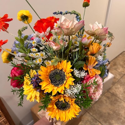 Boho Bridal Bouquet, Blush Pink and Blue Wedding Bouquet, Wedding ...