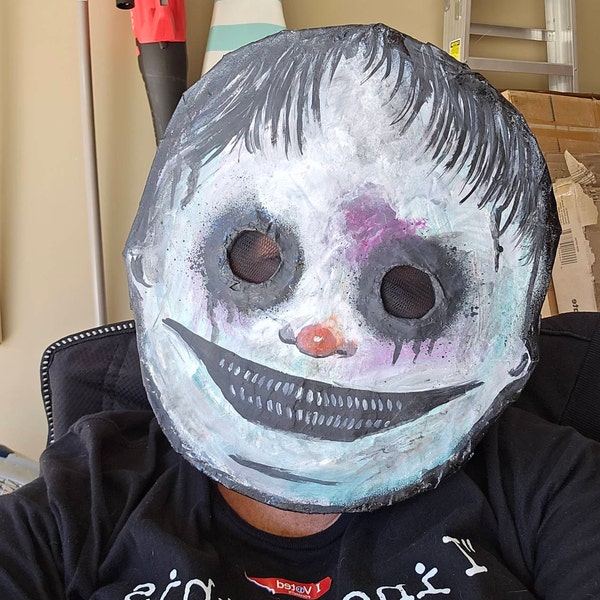 Scary Children Mask, Handmade Kid Mask, Creepy Paper Mache Mask, Spooky ...