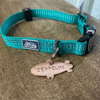 Zeppelin Pet ID Tag Handmade Nickel Copper or Brass - Etsy