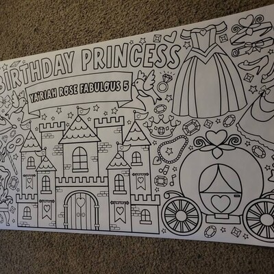 GIANT Princess Coloring Poster or Table Cover Paper Princess - Etsy