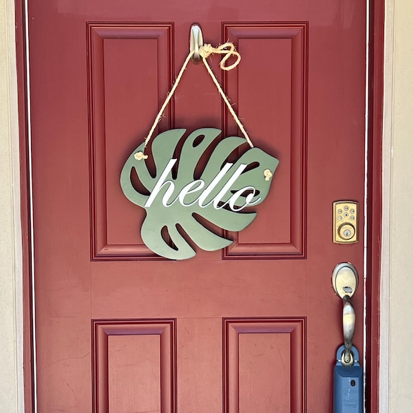Handcrafted Monstera Leaf Door Hanger – Tropical Welcome Sign, Front ...