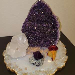 Large Tray & Coaster Set With Reflective Glass Rim, 18x11 Epoxy Resin ...