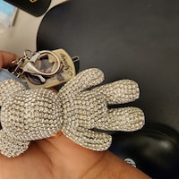 Sparkley Rhinestone Bear Keychains Tassel Rope Braided Leather ...