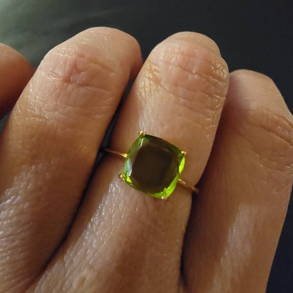 Unique Natural Peridot Ring, Peridot Ring, Solitaire Stacking Natural ...