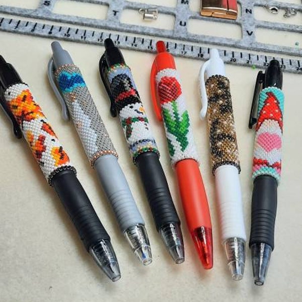 Beaded Tulips Flowers Even Count Peyote Pen Wrap for Pilot G2 - Miyuki ...