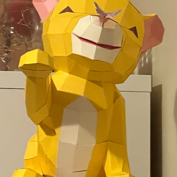 Lion 3d Paper Craft SVG and PDF | 3d Paper Craft Lion Playing With ...