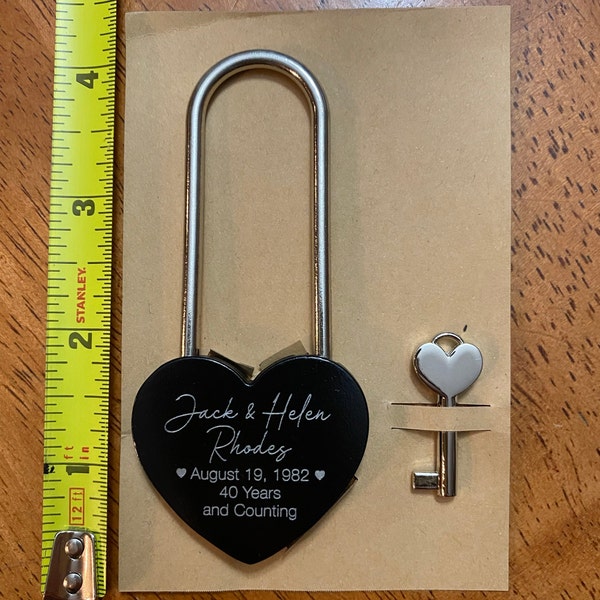 Engraved Heart Love Lock With Key - Travel Bridge Love Locks, Custom ...