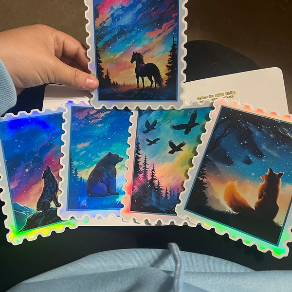 Holo Lone Wolf Howling Sticker Stamp Rainbow Decal Laptop Shiny ...