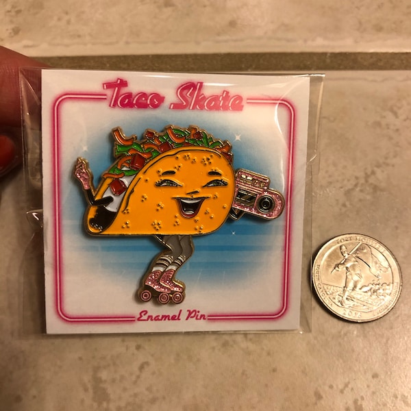 Taco Skate, Soft Enamel Pin With Glitter! - Etsy
