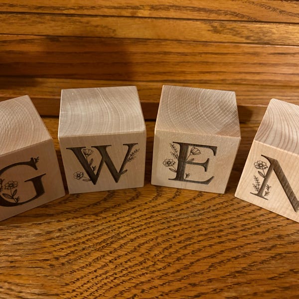 FLOWER GARDEN NAME Floral Name Blocks | Personalized | Kids Room ...