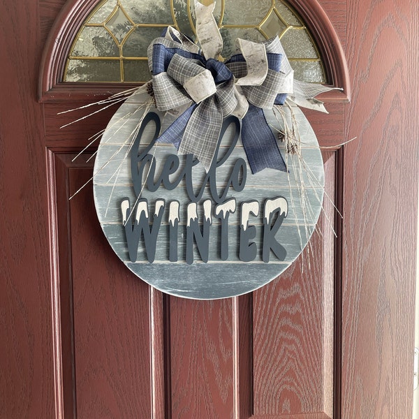 Winter Door Hanger, Winter Decor, Wooden Sign, Welcome Sign, Winter ...