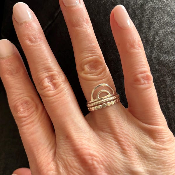 Mixed Texture Gold Stacking Ring Set of 3 • Minimalist Stack Rings Set ...