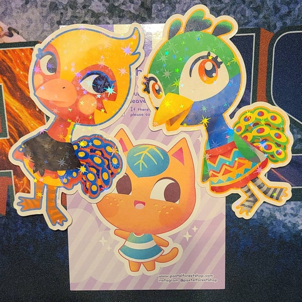 Julia Animal Crossing Cute Vinyl Sparkly Star Holographic Sticker - Etsy
