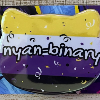 Nonbinary Pride Button Cat Kitty Pan Non Binary Gender Neutral - Etsy