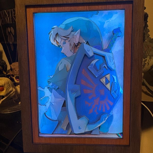 Legend of Zelda Night Light, Shadow Box, Legend of Zelda Link Lightbox ...