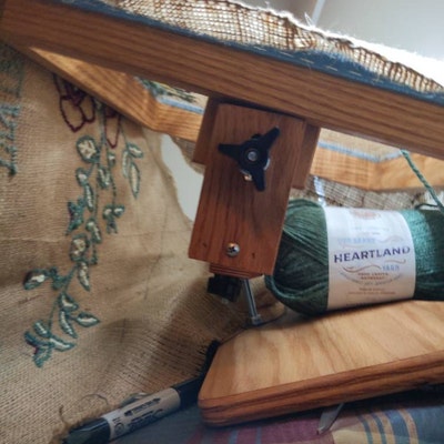 STAINED Swivel Rug Hooking Lap Frame 11x14 Inside Hooking Area Handmade ...