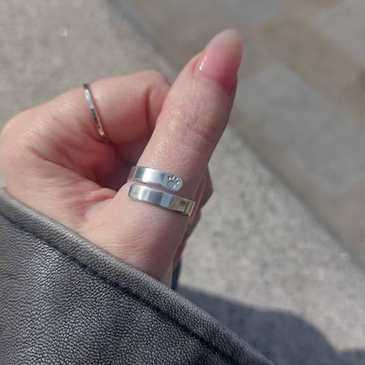 Ladies Welsh Message Sterling Silver Adjustable Wrap Ring, Hammered ...