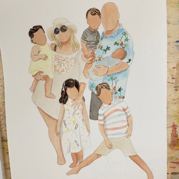 Custom Faceless Family Portrait | Hand-painted Watercolor Art ...
