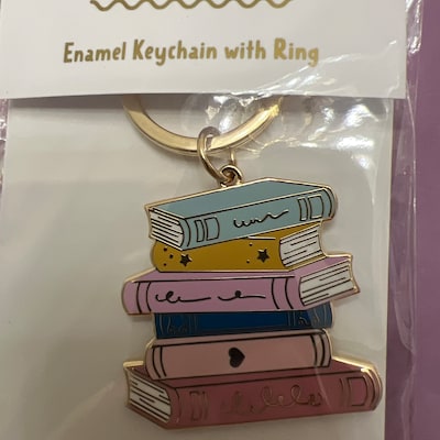 Book Lovers Gold Enamel Keychain - Etsy