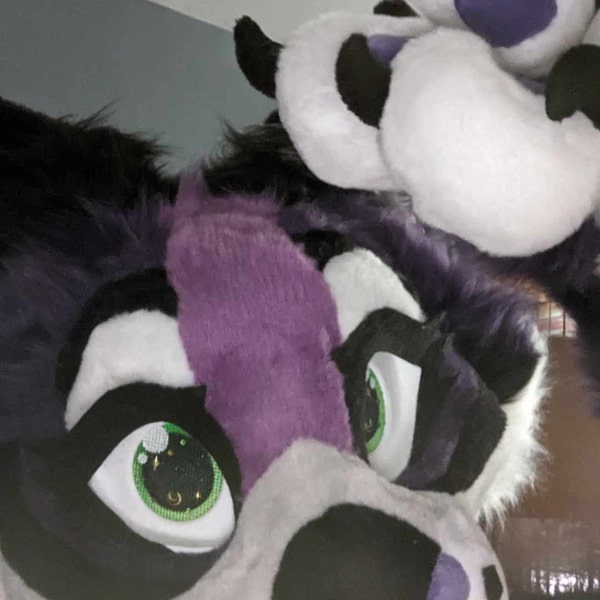 Pastel Rainbow and Black Husky Fursuit Curl Tail - Etsy