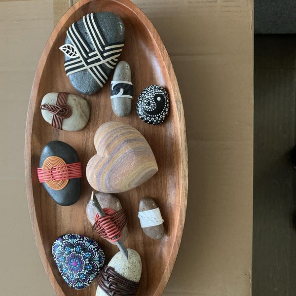 Zen Stones, Wrapped Rocks, Nature Art, Home & Office Decor - Etsy