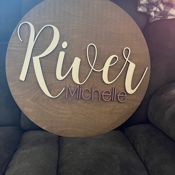 Round Name Sign | 12-36" Name Plate | Kids Sign | Decor | Baby Wall Art ...