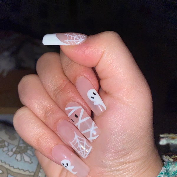BIANCA | Halloween Ghost Nails | Spider Web Nails | Mummy Nails ...