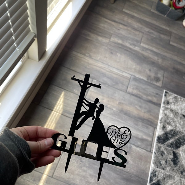 Electrician Wedding Cake Topper | Power Electrician Lineman Mr and Mrs ...