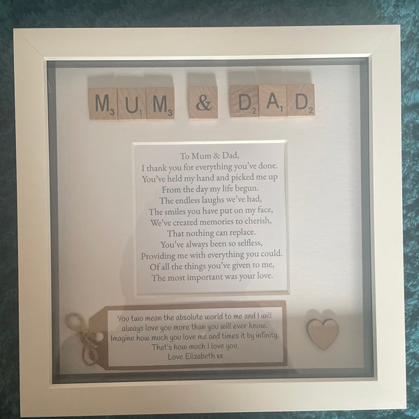 Mum & Dad Poem Frame. Mum and Dad Gift. Parents Frame. - Etsy UK