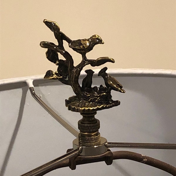 BIRDS IN BRANCHES Aged Brass Finish Lamp Finial-highly Detailed Cast ...