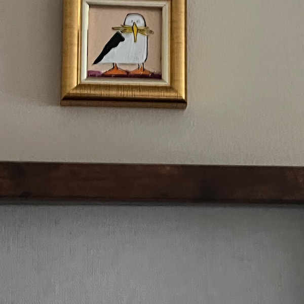 A Seagull Stealing a French Fry Oil Painting Framed 2x2 the Gull Stole ...