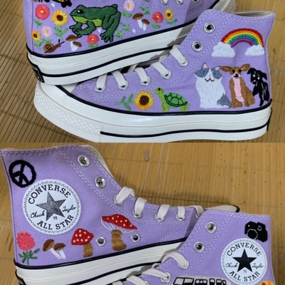 Embroidery Converse Frog and Mushroom Embroidery Wedding - Etsy