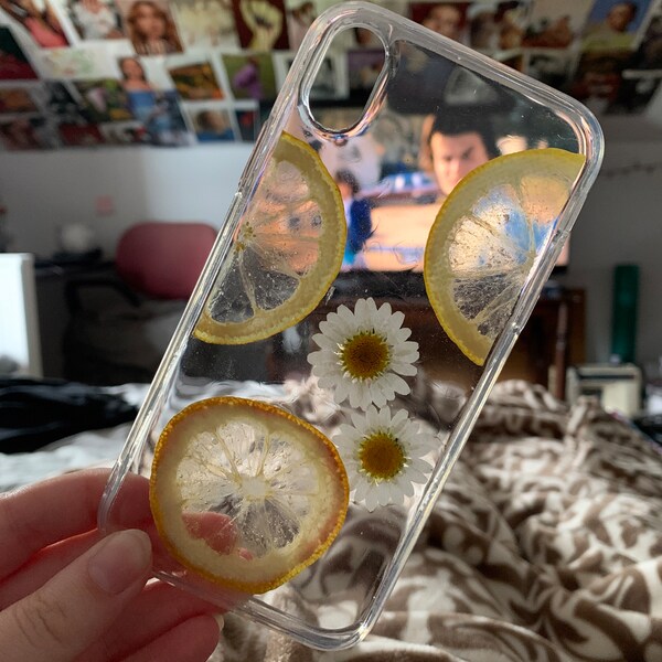 Pressed Real Lemon iPhone Case, Pressed Fruits iPhone 16 15 Iphone14 ...
