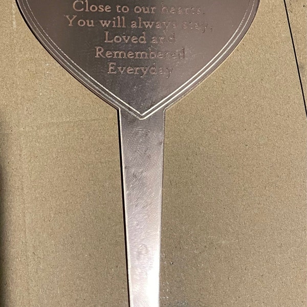 Heart Memorial Stick - Personalised - Cemetery Decoration Any Name With ...