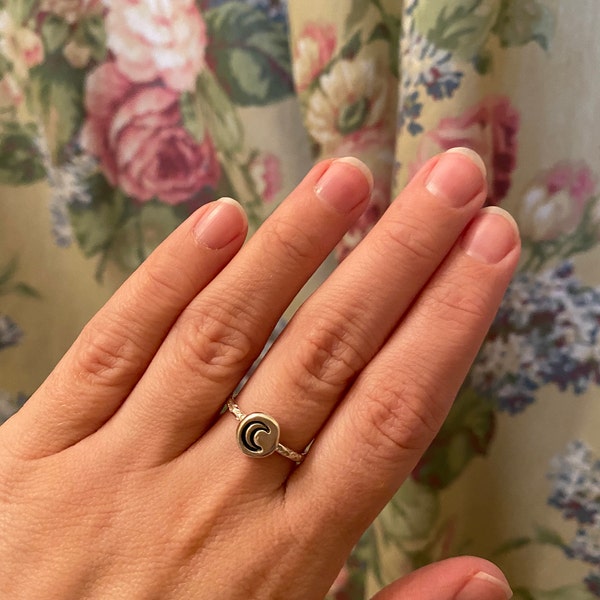 Crescent Moon Stacking Ring - Moon Stack Ring - Sterling Silver Moon ...