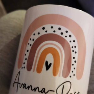 Personalised Rainbow Money Box, Boho or Blue Ceramic Piggy Bank for ...