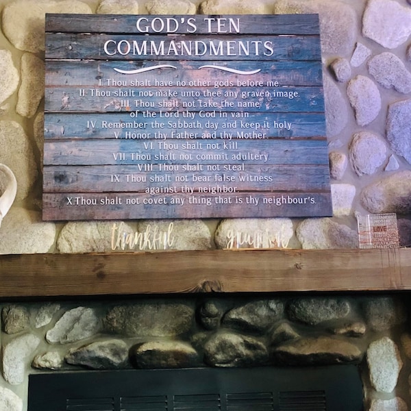 Rustic Wall Image #1 10 Commandments Wall Art Canvas Framed Ten ...