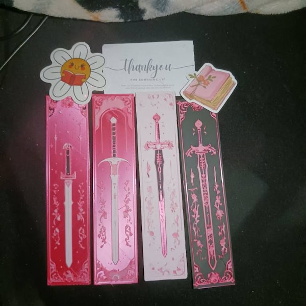 Sword Bookmark Set Pink Unique Fantasy Bookmarks Custom Sword Design ...