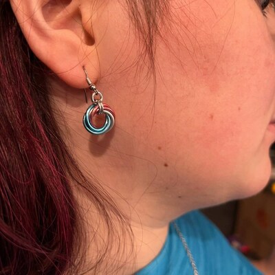 Transgender Pride Earrings, Love Knot Chainmail Trans Pride Jewelry ...