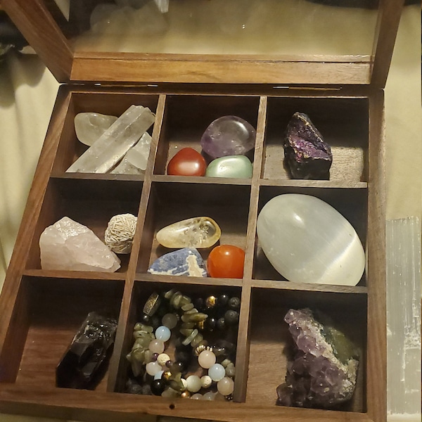 Wooden Rock Collection Box | Wooden Crystal Display | Mens Jewelry Box ...