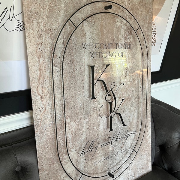 Faux Stone Wedding Welcome Sign With Standoffs |minimalist Modern ...