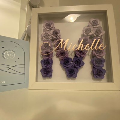 Initial & Name Flower Box Paper Rose Gift Box Customized Gift for ...