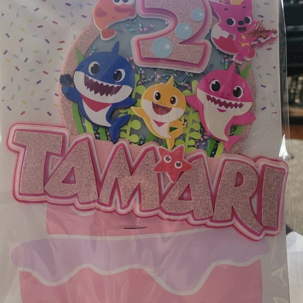 Baby Shark Cake Topper, Baby Shark Birthday, Cupcake Topper, Ping Fong ...