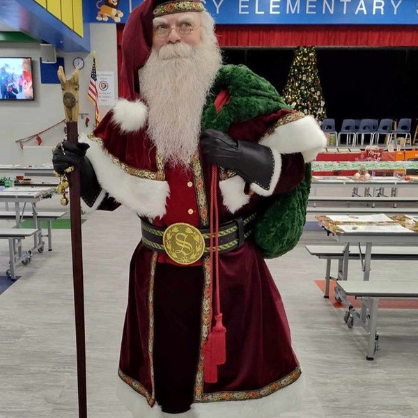 Old World Santa Suit Wine Super Soft Velvet Santa Claus Jacket Coat ...